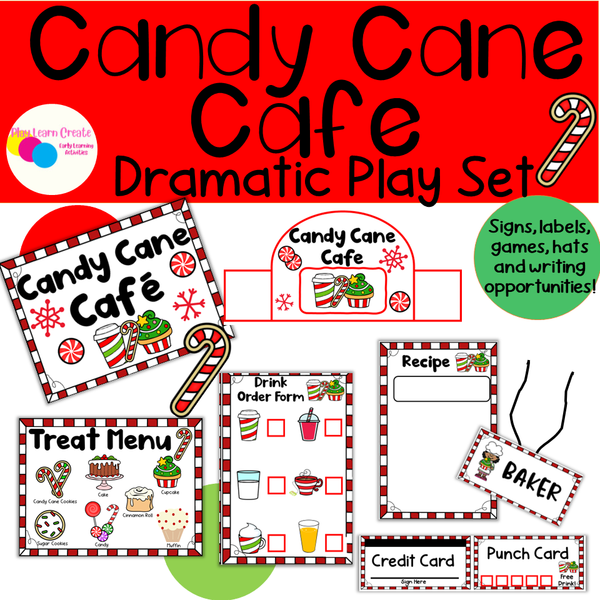Candy Cane Cafe Winter Printable Dramatic Play set for Preschool, PreK ...