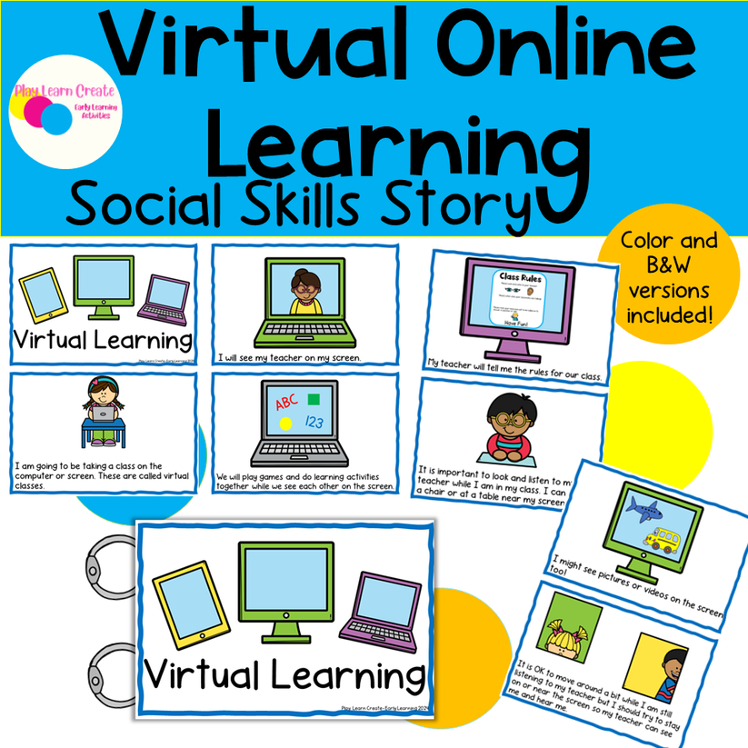 Virtual Learning, Online Learning Social Skills Story – Play Learn ...