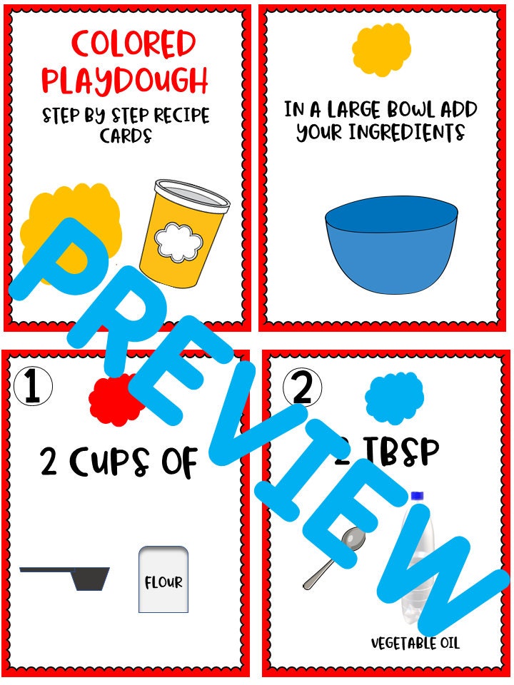 Printable Visual Playdough Recipe for Kids – Play Learn Create - Early ...