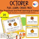 October Preschool Homeschool Learning Binder Pumpkin and Fall Theme Ac ...